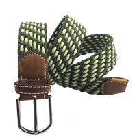 China Dark Green Elastic Webbing Belt 110cm Zinc Alloy Pin Buckle Custom Size for sale