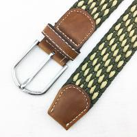 China Dark Green Elastic Webbing Belt 110cm Zinc Alloy Pin Buckle Custom Size for sale