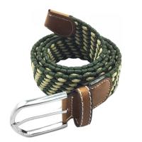 China Dark Green Elastic Webbing Belt 110cm Zinc Alloy Pin Buckle Custom Size for sale