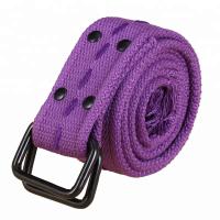 China 120cm D Ring Fabric Web Belt Canvas Double D Ring Metal Buckle Adjustable Blue for sale