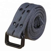 China 120cm D Ring Fabric Web Belt Canvas Double D Ring Metal Buckle Adjustable Blue for sale