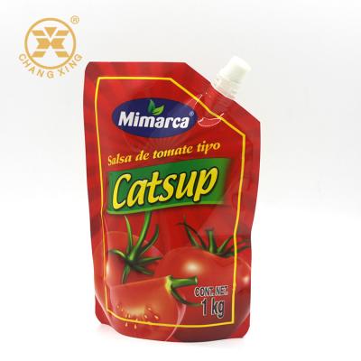 China Food Grade 1KG Tomato Ketchup Pouch with Spout - 20-200 Micron Thickness Customizable Stand-up Bag for sale