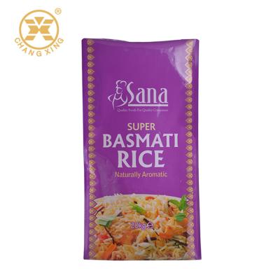 China Plastic Flat Bottom Side Gusset Rice Packaging Bag 1KG 2KG 5KG with 20-200 Micron Thickness and Food Grade Certification for sale