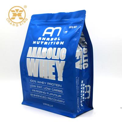 China Customized Plastic Flat Bottom Pouch with Zipper Protein powder packaging bag for sale