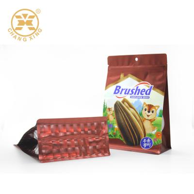 China Printed WaterProof Reusable Flat Bottom snack food packaging bags With Zipper for sale