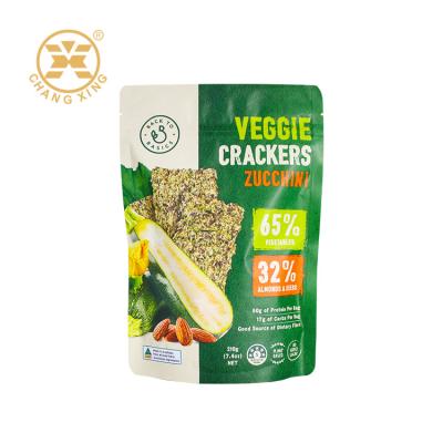 China Private Label Zipper Top Stand-Up Pouch for Dry Fruit & Vegetable Chips - Custom Gravure Printing with PA/PE Material Options for sale