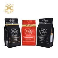 China 16oz High glossy box bottom roasted coffee beans bag with zipper and valve for sale