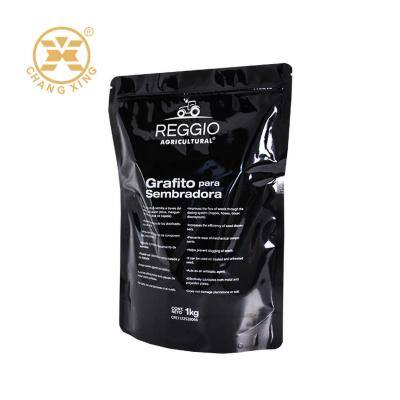 China 180 Microns Stand Up Gusseted Bags Fully Black Color for sale