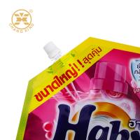 China Custom Printed Liquid Bag Plastic Detergent Packaging Bag Stand Up Pouch With Corner Spout for sale