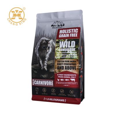China 5kg 10kg 15kg 20kg Plastic Ziplock Stand-Up Pet Food Packaging Bags with Flat Bottom Design for sale