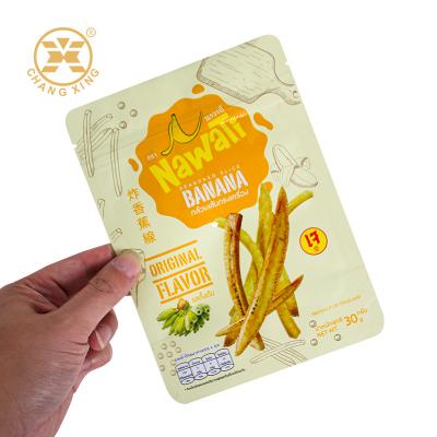 China OEM ODM Food Grade Snack Food Packaging Bag Puffing Packing Bag Plastic Zipper Pouch For Fried Banana Strips Chips for sale