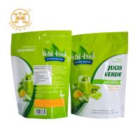 China Custom Printing Sealed Plastic Packaging Bag With Zipper For Green Fruit Juice Frozen Food for sale