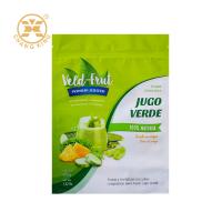 China Custom Printing Sealed Plastic Packaging Bag With Zipper For Green Fruit Juice Frozen Food for sale