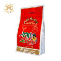 China Customer Design Plastic Rice Packaging Bag Flat Bottom Pouch Zipper Packaging 5kg Basmati Rice Bag for sale
