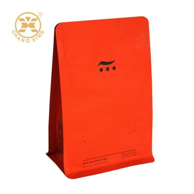 China Custom Printed Flat Bottom Coffee Packaging Bag Zipper Seal Packaging Pouch With Valve for sale