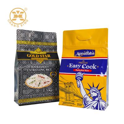 China 5kg 10kg Rice Packaging Bag Flat Bottom Pouch Stand Up Rice Bag For Food Packaging Customized Printing for sale