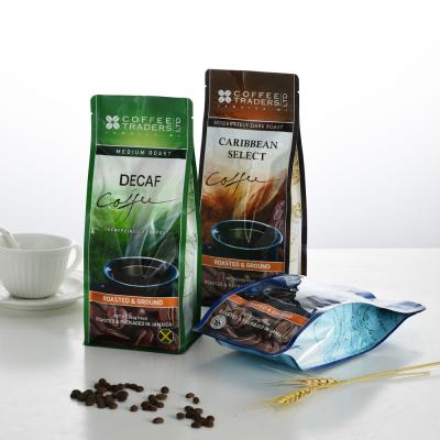 China 12oz Aluminum Foil Coffee Bean Packaging Bags with Degassing Valve - 150g to 500g Custom Sizes, FDA & ISO9001 Certified for sale