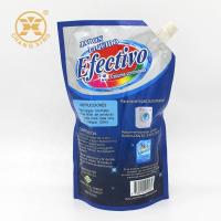 China 250ml 500ml Plastic  Liquid Stand Up Pouch With Spout Blue Liquid Printing Stand Up Reusable Bags for sale