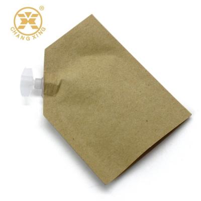 China LDPE Multiwall Standing Pouch Kraft Paper 100 Microns Cream Packaging Bag with Spout Top for sale