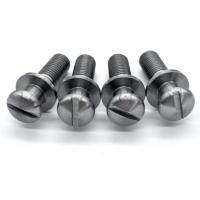 China Custom Slotted Round Head Screws | CNC Machined Carbon Steel Bolts with Flat Washer Shoulder for sale