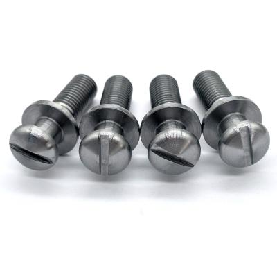 China Custom Slotted Round Head Screws | CNC Machined Carbon Steel Bolts with Flat Washer Shoulder for sale