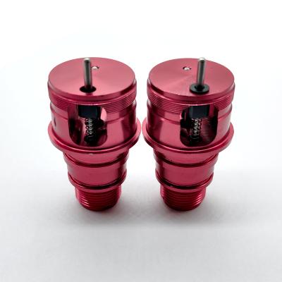 China CNC Machined Aluminum Air Valve with Spring and Pin – Red Anodized Shock Absorber Pressure Relief Valve for sale
