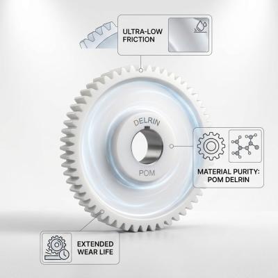 China Custom CNC Turning POM Delrin Precision Gear Wheel Self-Lubricating Food Machinery FDA Compliant for sale