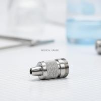 China Swiss Type CNC Turned Stainless Steel Micro Tube Fitting with Knurled Surface Medical Grade for sale