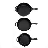 China Pre Seasoned Long Handle Cast Iron Skillet Pan 6/8/10 Inch 3pcs/Set for sale