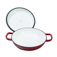 China 3.6qt Shallow Enamel Casserole Dish With Lid Multifunctional for sale