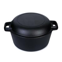 China Pre Seasoned 2 In 1 Cast Iron Dutch Oven 5 Quart For Camping for sale