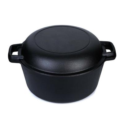 China Pre Seasoned 2 In 1 Cast Iron Dutch Oven 5 Quart For Camping for sale