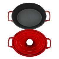 China Customized Cast Iron Casserole Enamel Coating Oval Casserole With Lid for sale