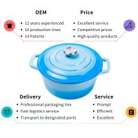 China OEM CAST IRON CASSEROLE TWO HANDLES ROUND CASSEROLE DISH WITH LID for sale