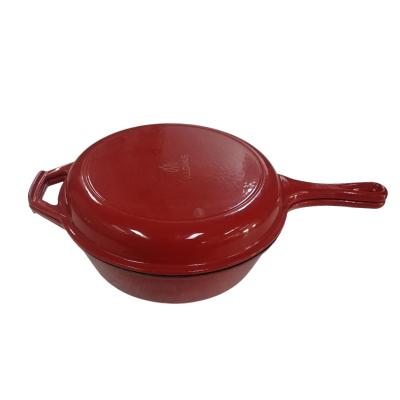 China 3 Quart Cast Iron Skillet Casserole 2 In 1 Baking Multipurpose for sale