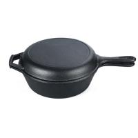 China Pre Seasoned Cast Iron Casserole Frying Pan 2 In 1 10 Inch for sale