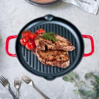 China Customized Stove Top Grill Pan Enamel Coating With Two Handles for sale