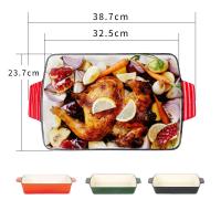 China 27*24*4.5cm Cast Iron Frying Pan Heavy Duty Enamel Coating Cast Iron Baking Pan for sale