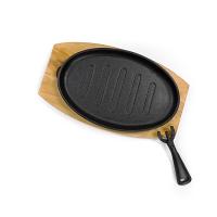 China Non Stick Cast Iron Sizzle Platter Oval Cast Iron Steak Plate for sale