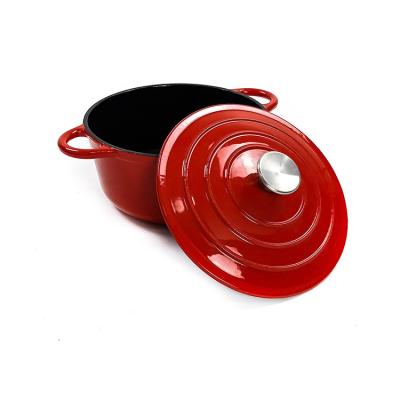China Enamel Coating Cast Iron Dutch Oven Chemical Free With Two Handles for sale