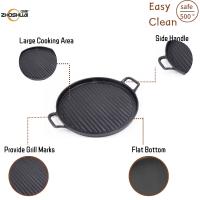 China BBQ Cast Iron Round Griddle Pan With Ridge 24/28/30cm Multifunctional: for sale