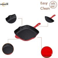 China 9 Inch Duracast Enameled Cast Iron Grill Pan With Long Handle for sale