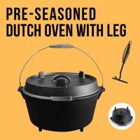 China Black Pre Seasoned Cast Iron Dutch Oven For Campfire Cooking for sale