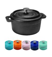 China Cast Iron Enamel Coating Pre Seasoned Dutch Oven With Lid For Camping for sale