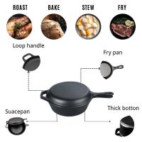 China 2 In 1 Pre Seasoned Cast Iron Casserole Dutch Oven with Long Handle for sale