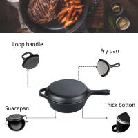 China 2 In 1 Pre Seasoned Cast Iron Casserole Dutch Oven with Long Handle for sale
