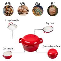 China 4.8L Cast Iron Casserole 2 In 1 Cast Iron Dutch Oven with Skillet Lid for sale