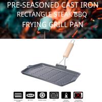 China 13.8inch Cast Iron Grill Griddle Non Stick Grill Pan For Camping for sale