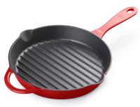 China OEM Round Enameled Coated Cast Iron Skillet Withstand High Temperatures for sale
