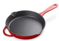 China OEM Round Enameled Coated Cast Iron Skillet Withstand High Temperatures for sale